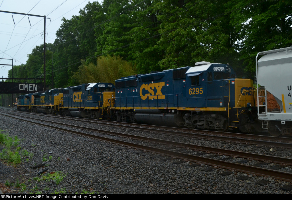 CSX GP40-2 6295 trails on Q418-23